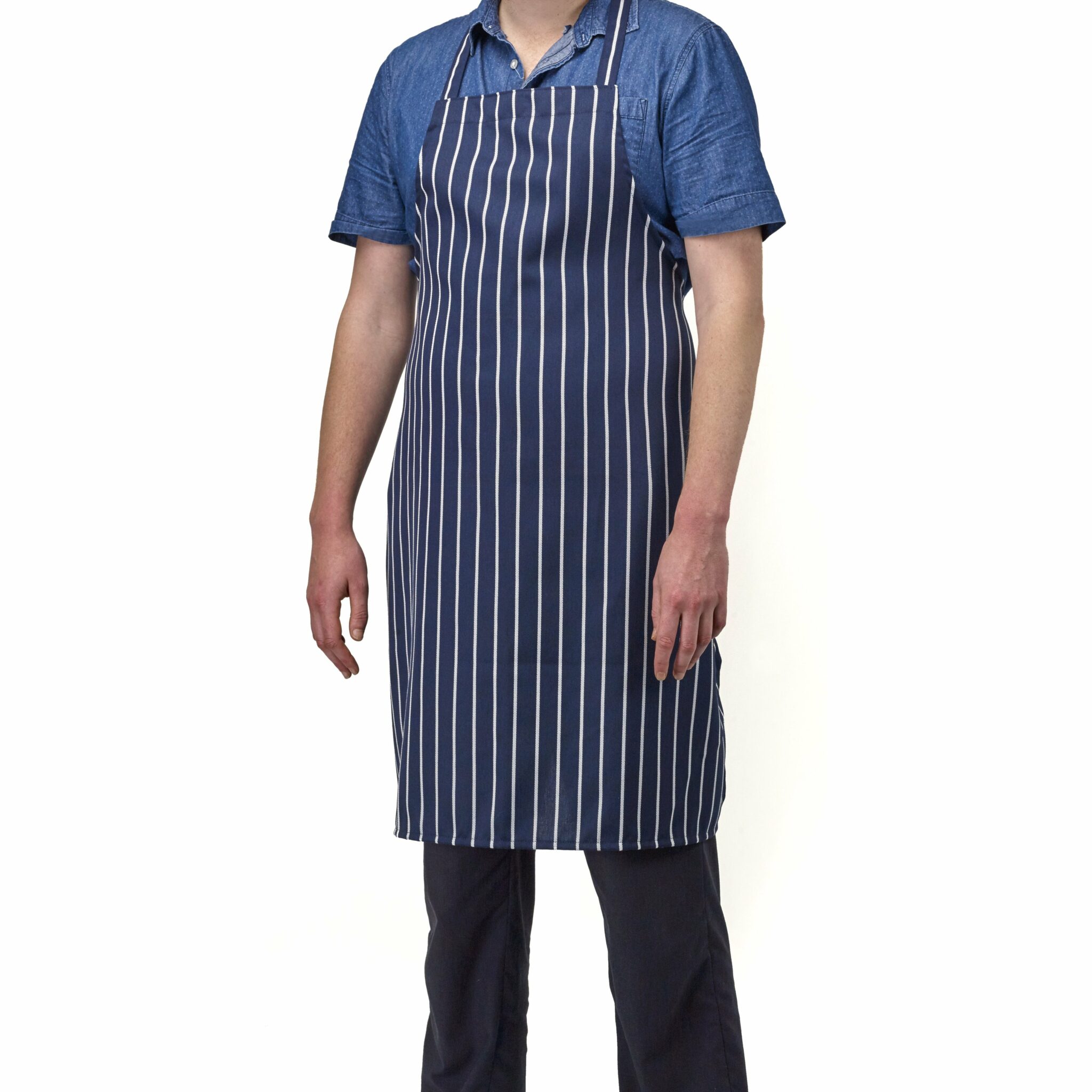 FILTA Butcher Bib Apron Navy Striped - Innoway