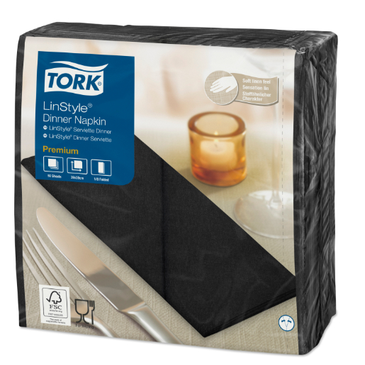 Tork 478151 Linstyle® Black Dinner Napkin - Innoway