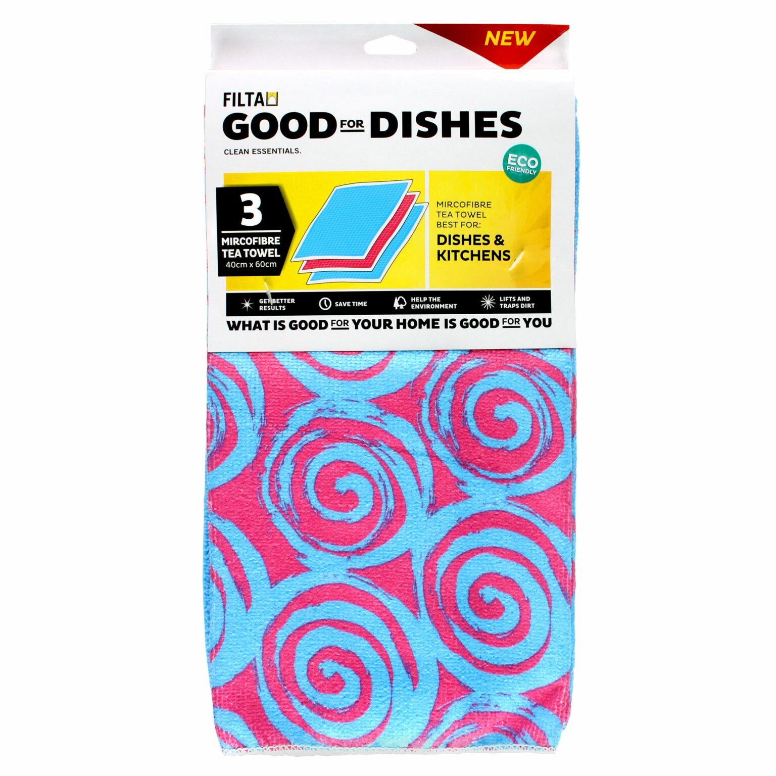 FILTA Microfibre Tea Towel Vivid 3 Pack (40Cm X 60Cm) - Innoway